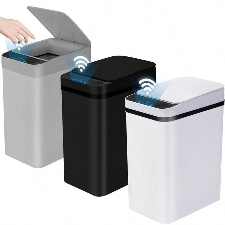 3.17gal Smart Sensor Trash Can With Three Color Options (White/Black ...