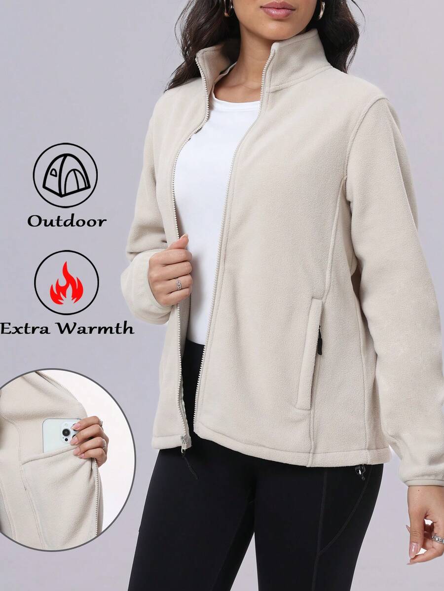 RUNONWHEELS 5 Women's Classic Full Zip Soft Warm Fleece Jacket, Sherpa ...