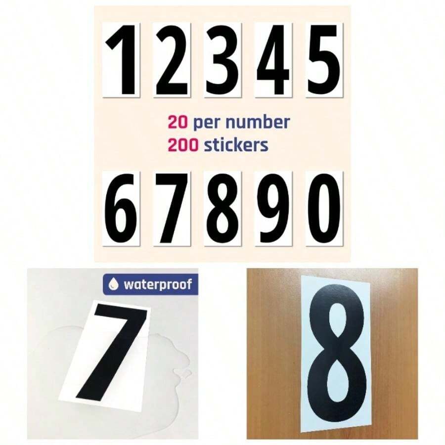 40 Pieces, 6 - Vinyl Number Stickers, Waterproof Large Stick On Numbers ...