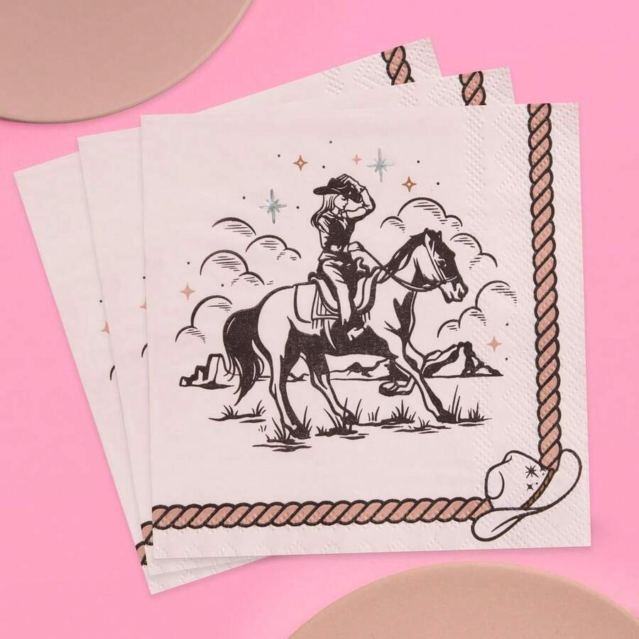 Western Cowgirl Paper Napkins, 3-Ply, 25-Piece Set, Rodeo Bachelorette ...