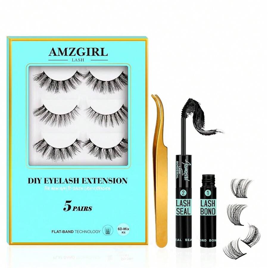 Cluster Lashes Kit ALASH With 5 Pairs EyeLash Clusters Wispy, Lash Bond ...