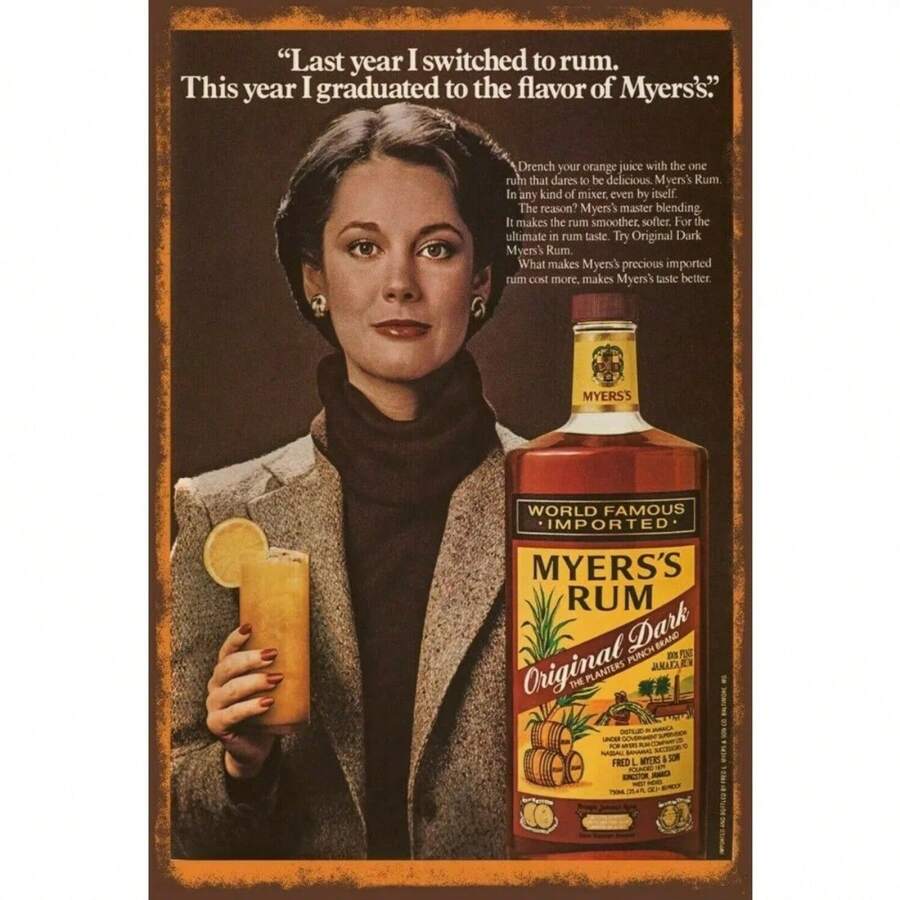Myer's Dark Rum Advert Vintage Look Retro Style Metal Sign, Bar Pub ...