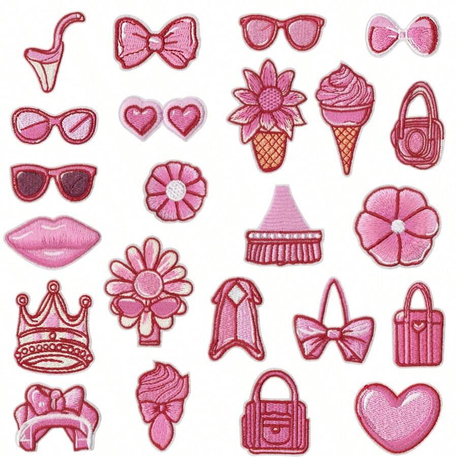 1pc Embroidered Fabric Patch, Pink Series, Clothing Ripped Hole Repair ...