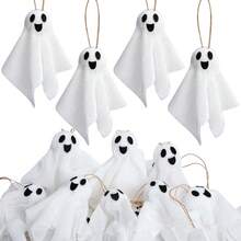 16Pcs Mini Hanging Ghosts Cute Smile Face Small Halloween Festival ...