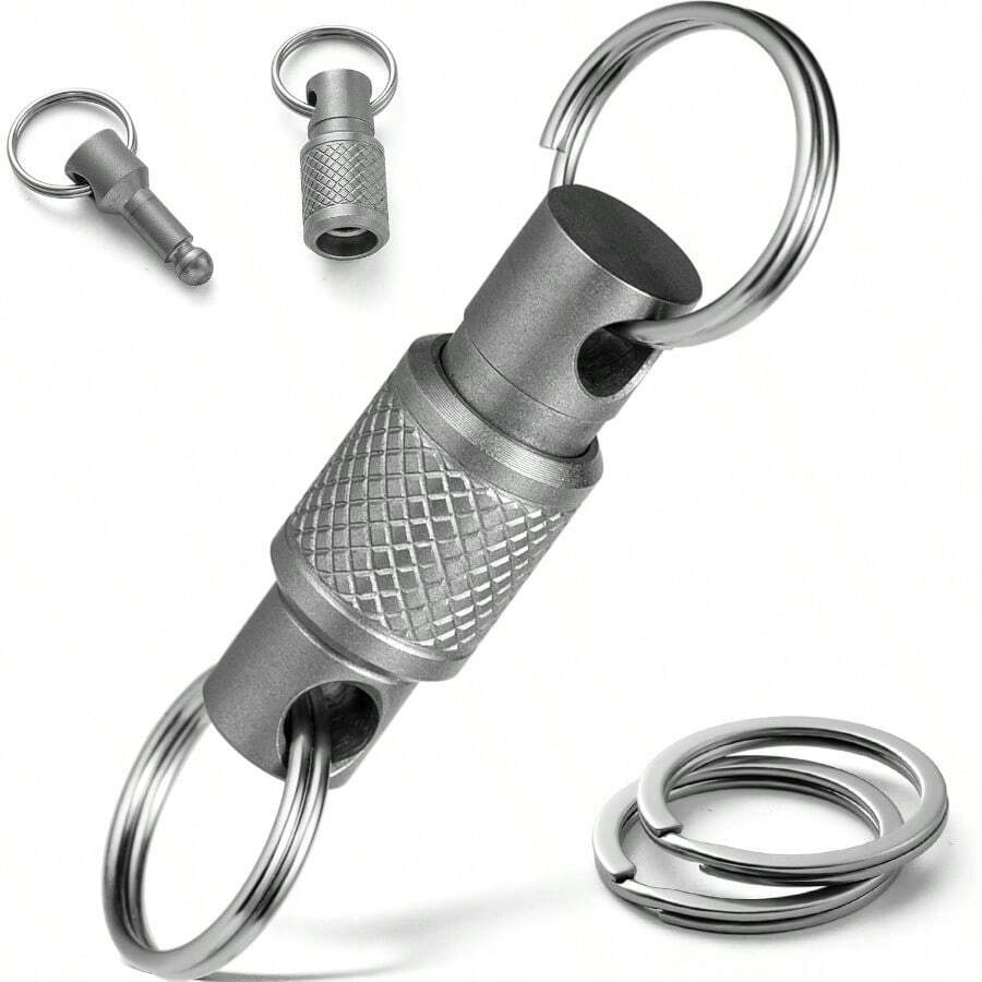 FEGVE Titanium Quick Release Swivel Keycain Pull Apart Dcable Keycain ...