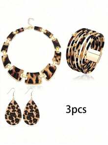 Fashionable Leopard Print Bag & Jewelry Set, Exclusive For Women ...