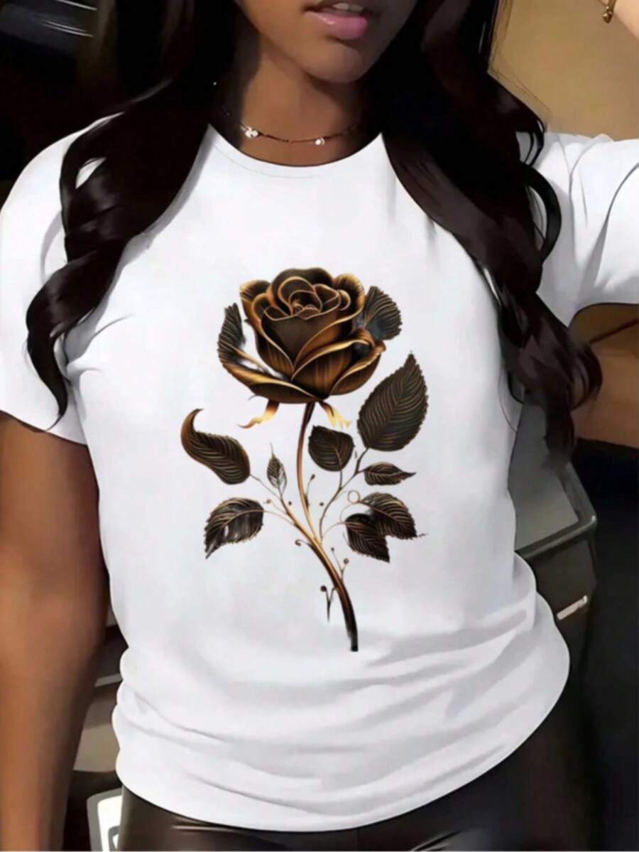 Homecoming Day, Women's T-Shirt - Black Rose Gloden Accent Design ...