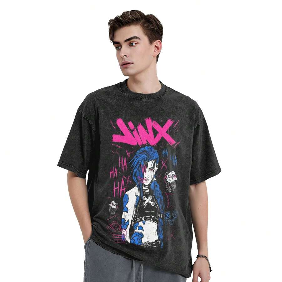 Jinx Arcane American Retro Heavy Washed T-Shirt | Street Fashion | 90s ...