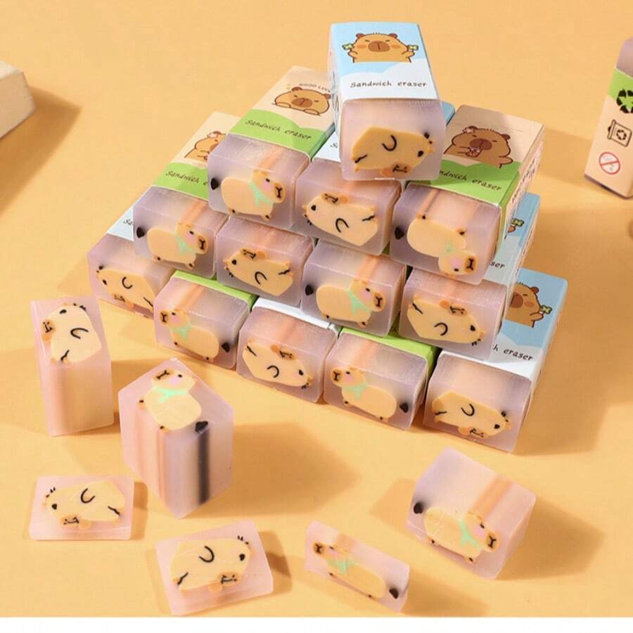 Capybara Series Sliceable Erasers, Cute Mess-Free Erasers For Students ...
