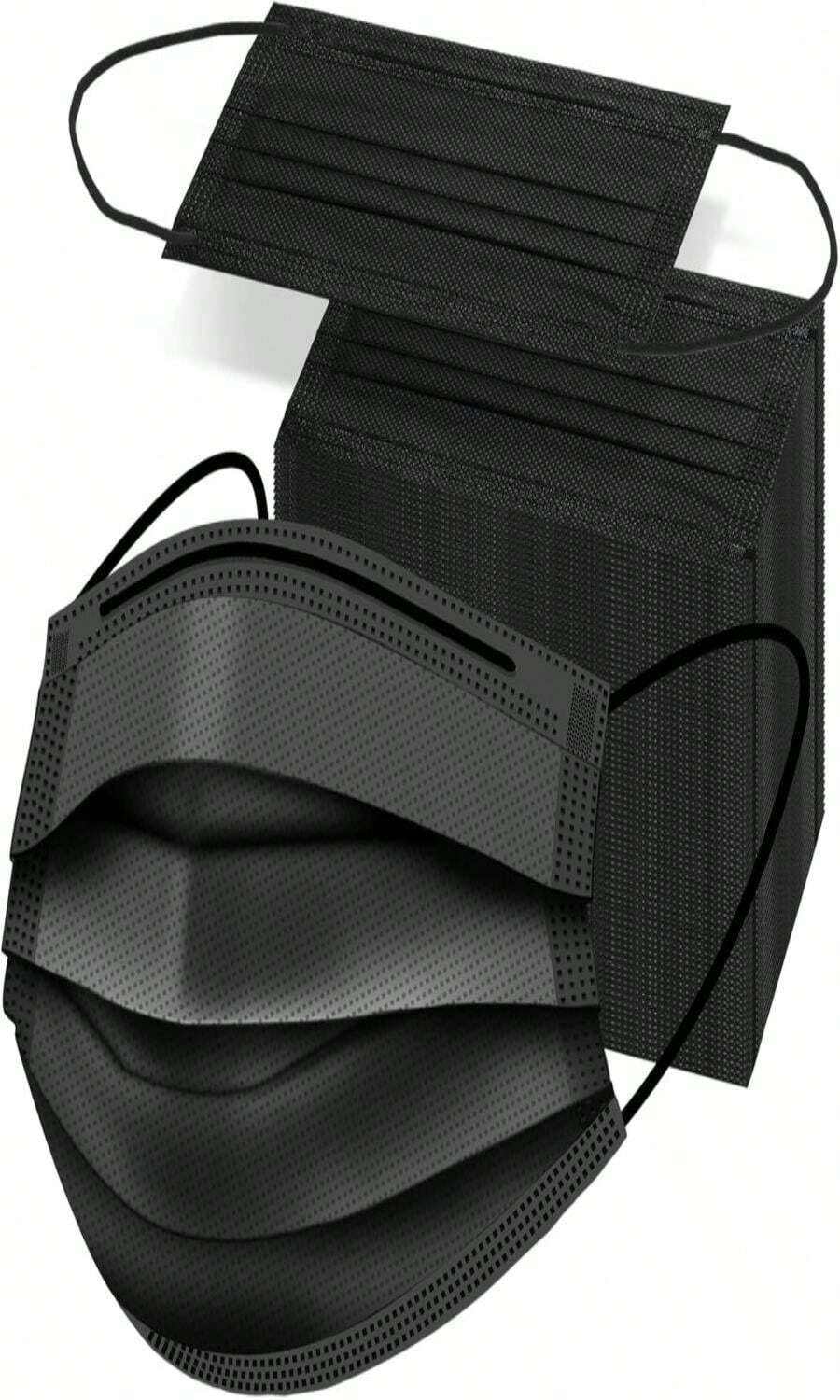 ZTANPS 50PCS Disposable Face Masks, Black Masks, 3 Layer Protection ...