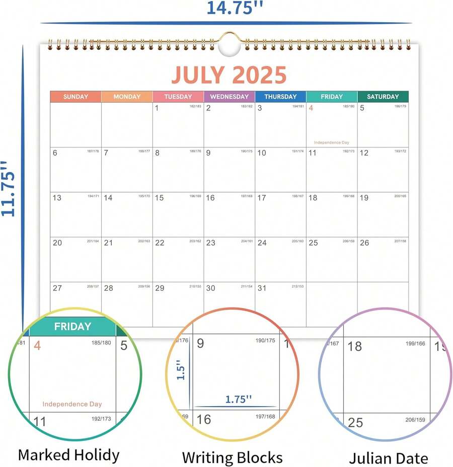 2025-2026 Calendar - Wall Calendar From July 2025 To December 2026 ...