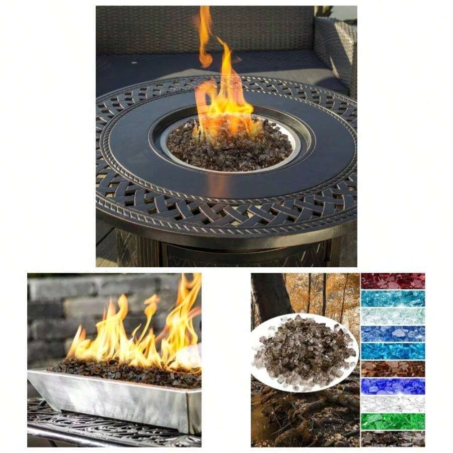 10 Lbs Fire Glass Propane Fire Pit, 14 - Inch High Luster Fireplace ...