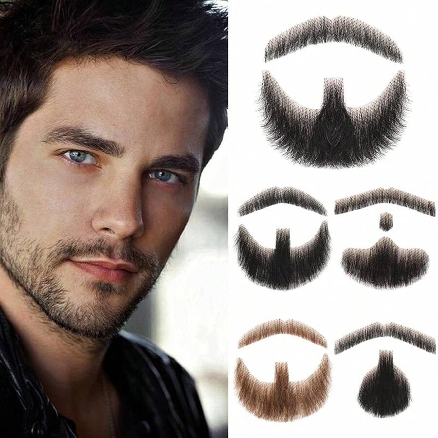 Fake Goatee Realistic 100% Human Hair Brown Beard Goat Beard Halloween ...