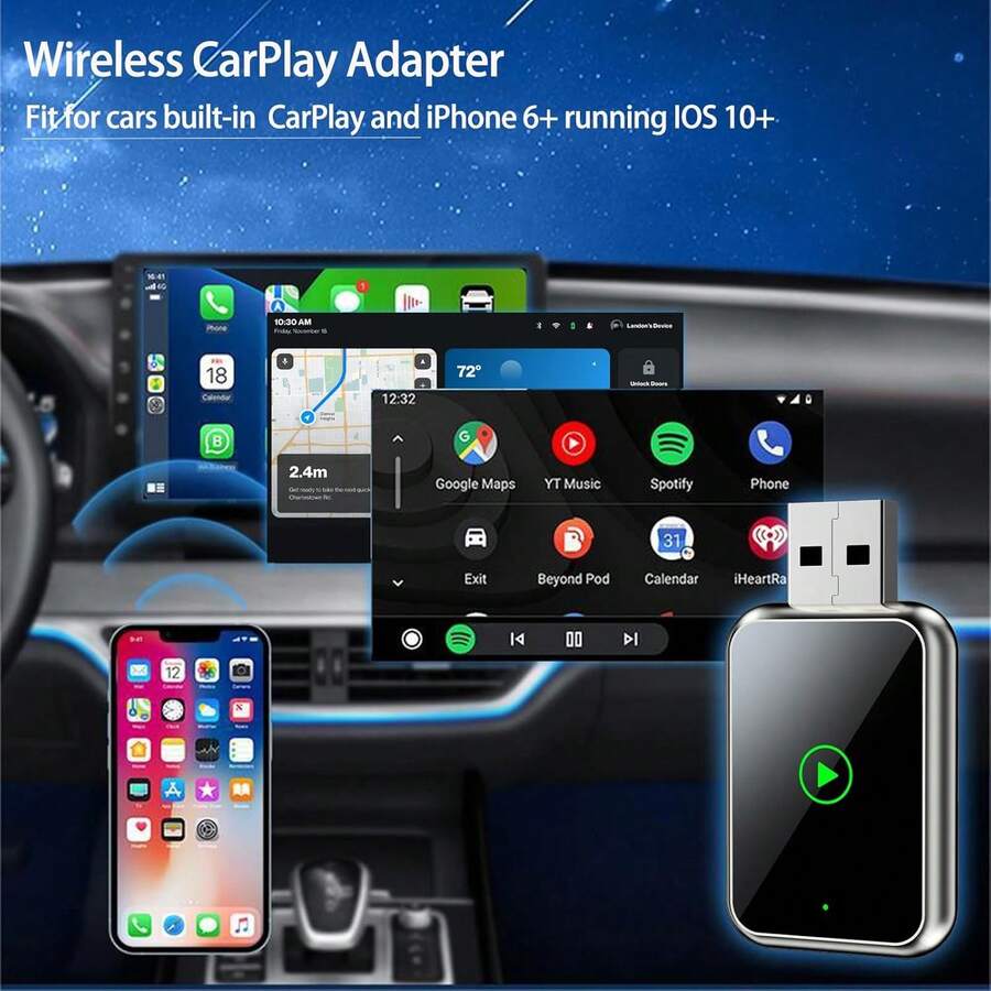 Wireless CarPlay Adapter For IPhone, Easily Upgrade Wired To Apple CarPlay Wireless Adapter ...