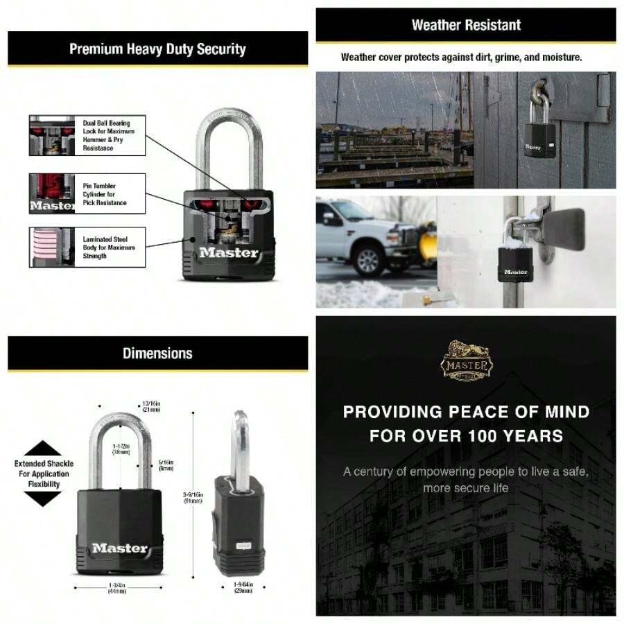 Heavy Duty Outdoor Padlock With Key, Weather Resistant Body And Cut ...