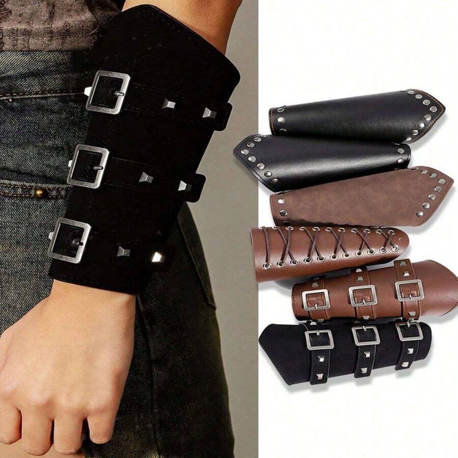 1pc Leather Wristband Arm Cover, Men's And Women's Universal Decorative ...