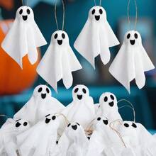 16Pcs Mini Hanging Ghosts Cute Smile Face Small Halloween Festival ...