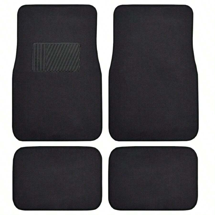 Premium 4PC Set Of Carpet Car Floor Mats With Vinyl Safety Heel Pad For ...