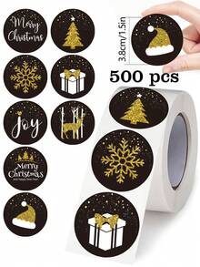 500 piezas Rollos de pegatinas negras con garabatos navideños, 8 ...