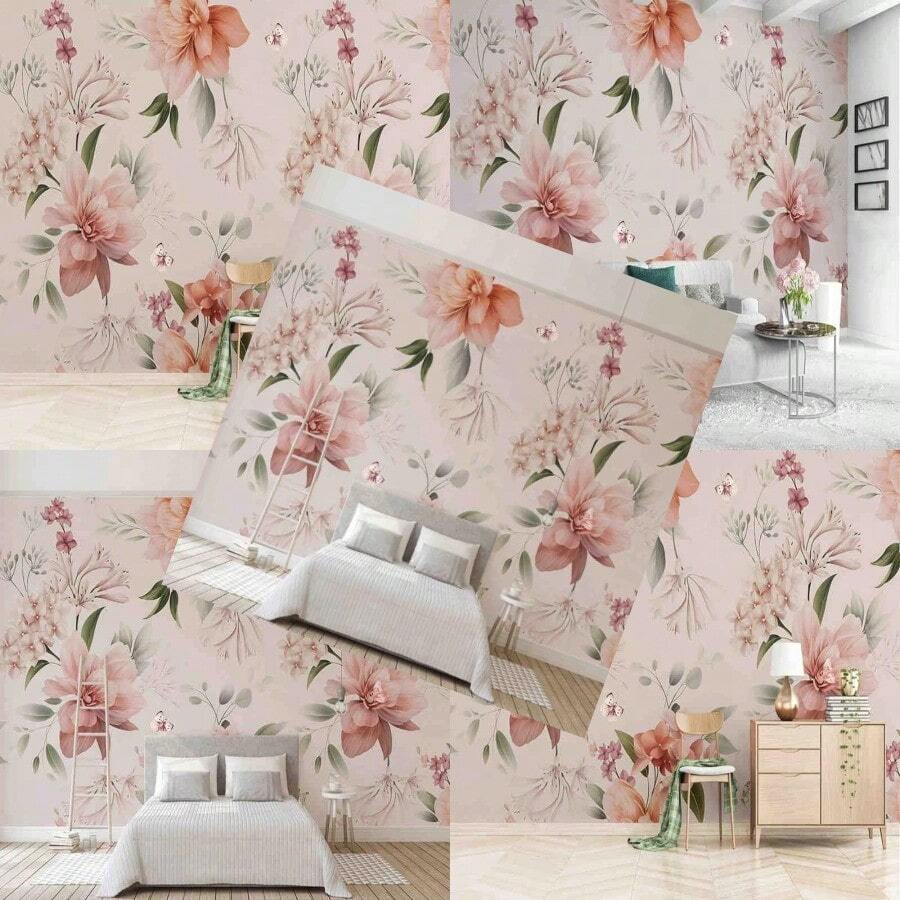 Custom 3D Mural Wallpaper Modern Minimalist Pink Flower Background Wall ...
