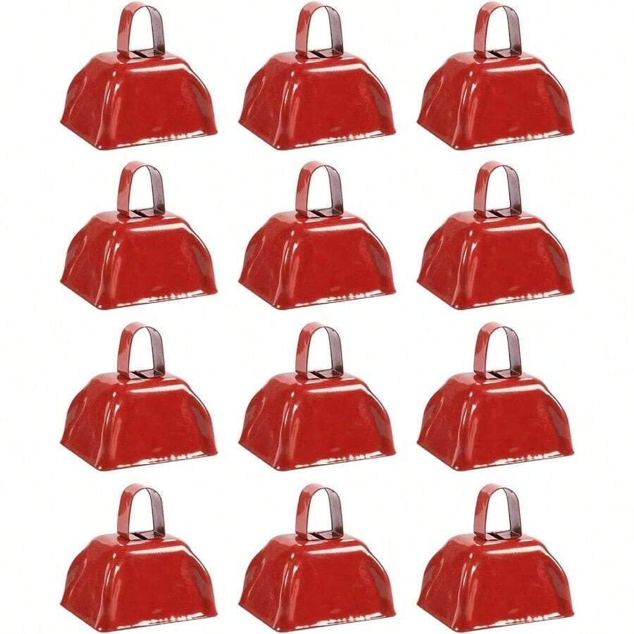 Cow Bells For Sporting Events - 3-Inch Red Iron Handheld - Pack Of 12 ...