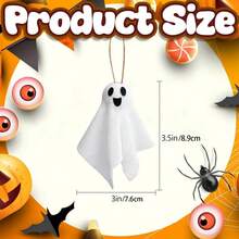 16Pcs Mini Hanging Ghosts Cute Smile Face Small Halloween Festival ...