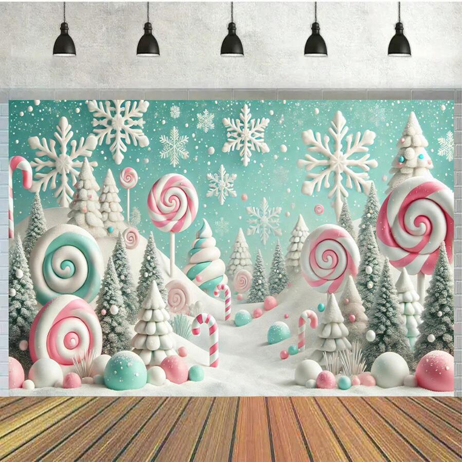Winter Wonderland Candy Land 7x5ft Polyester Backdrop - Versatile For ...