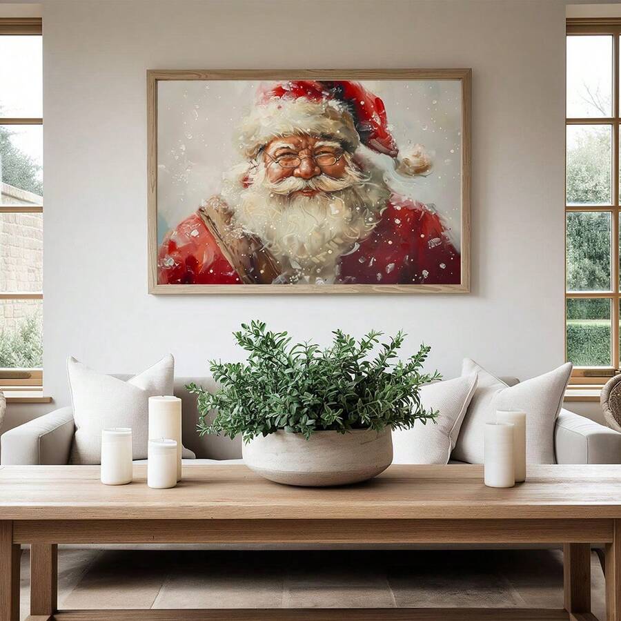 1pc Vintage Santa Portrait Wall Art Picture Neutral Prints Canvas ...