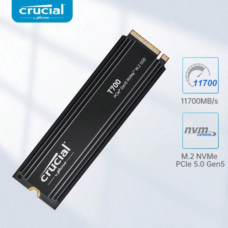 CRUCIAL Crucial T700 Gen5 NVMe M.2 SSD 1TB PCIe 5.0x4 TLC NAND Internal ...