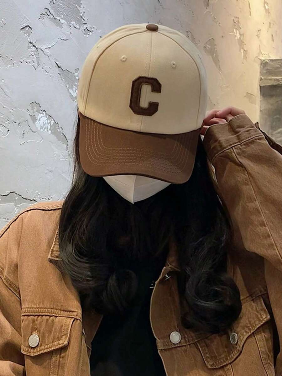 1pc Unisex Brown Thick Letter C Embroidered Baseball Cap, Outdoor Sun ...