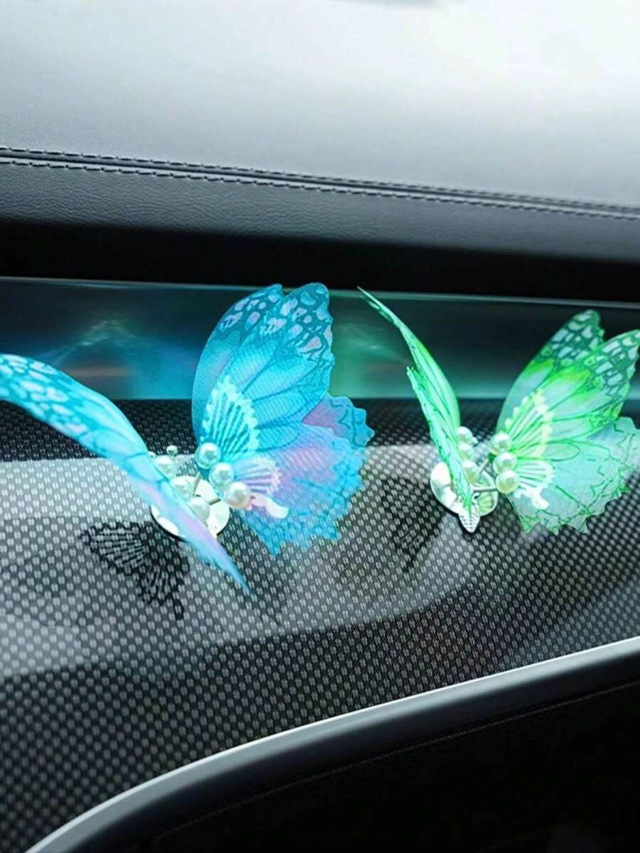 3pcs-Moving Pearl Butterfly Air Outlet Decoration, Car Dashboard ...