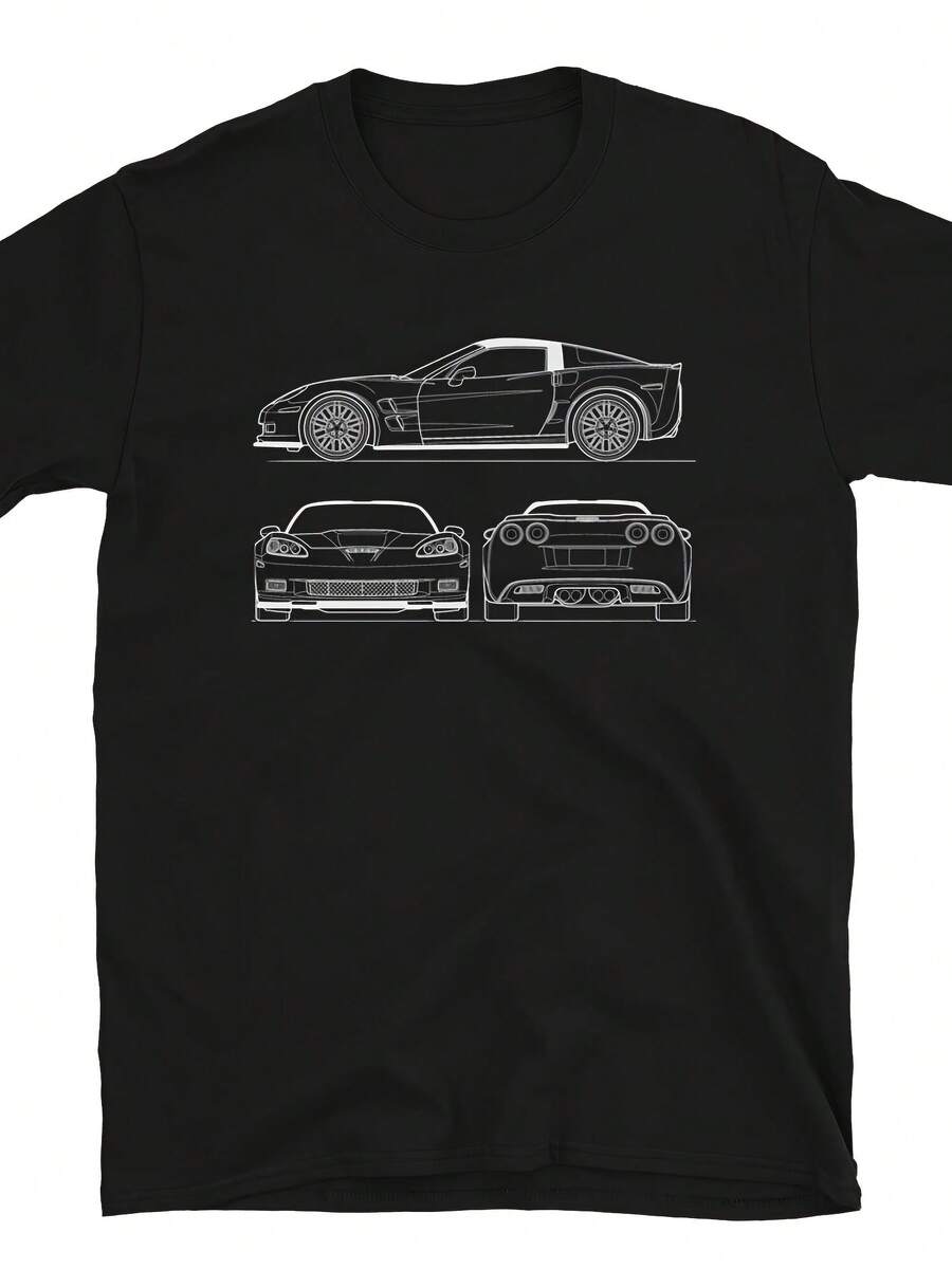 Corvette ZR1 Supercar Mens T Shirt C6 Chevy Blueprint Racing Car Tee ...
