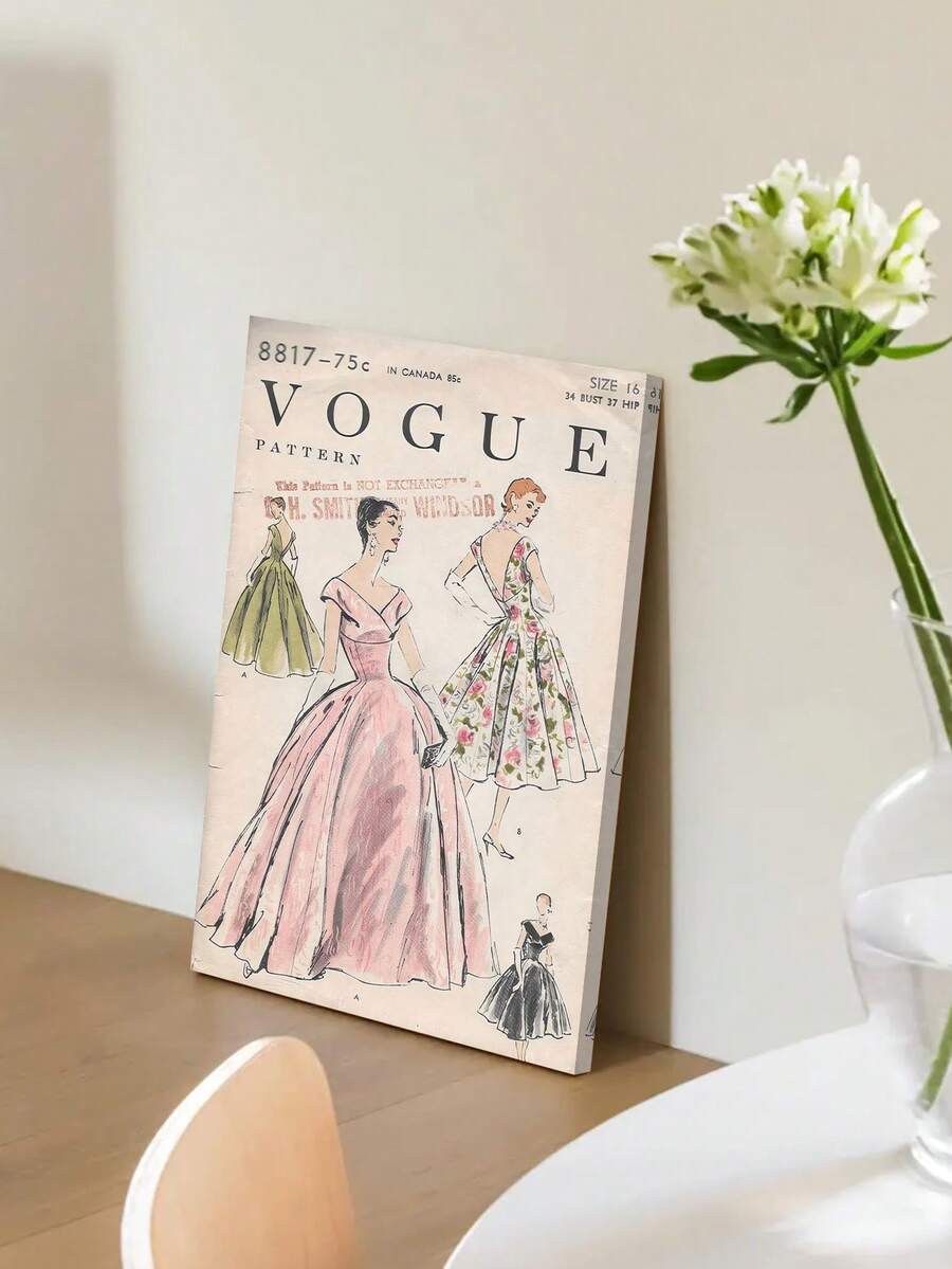 1pc Canvas Wall Art, Framed Art Decor, Vogue Posters, Vintage Fashion ...