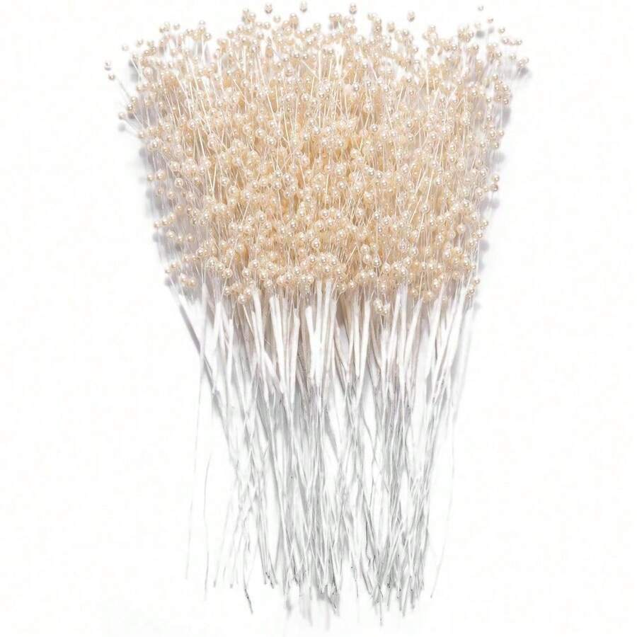 60 Pieces Pearl Stick Stems Bouquets, 4mm Bead String Garland Beaded ...