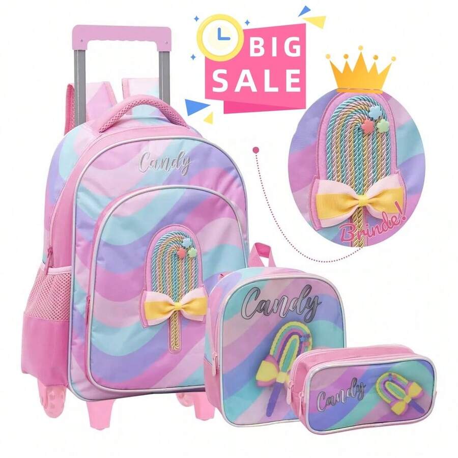 Girls' Candy Popsicle Wheeled Backpack Kit With Thermal Lunch Box And ...