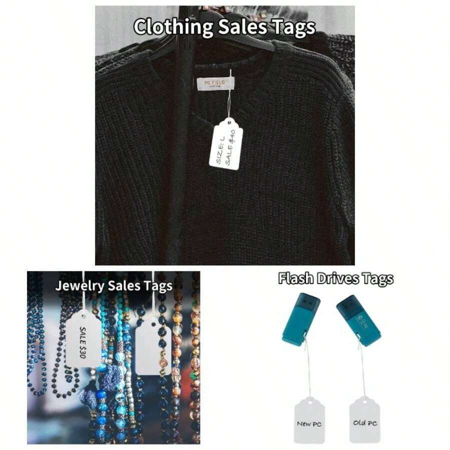 White Price Tags With String - 1000PCS Pre - Strung Paper String Tags ...