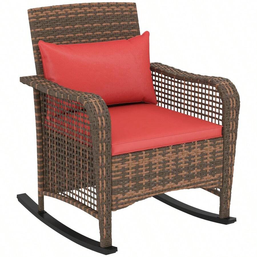 Outsunny Rattan Rocking Chair Red | SHEIN USA