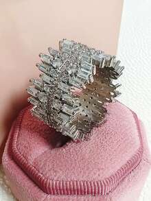 MOONSO 1pc Luxury Asymmetrical Edge Design Men's Wide Band Ring ...