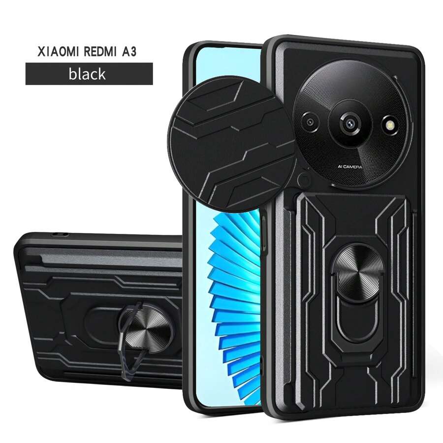 Schutzhülle mit Kartenfach für Schiebefenster, kompatibel mit Redmi A3 4G / A3X 4G / POCO C61 4G ...