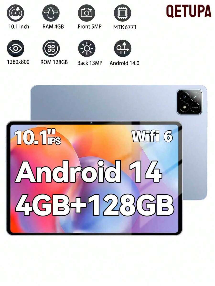 Qetupa Tableta Android 14 de 10.1 pulgadas X90, 4GB RAM+128GB ROM, procesador MTK6771 Octa-Core ...