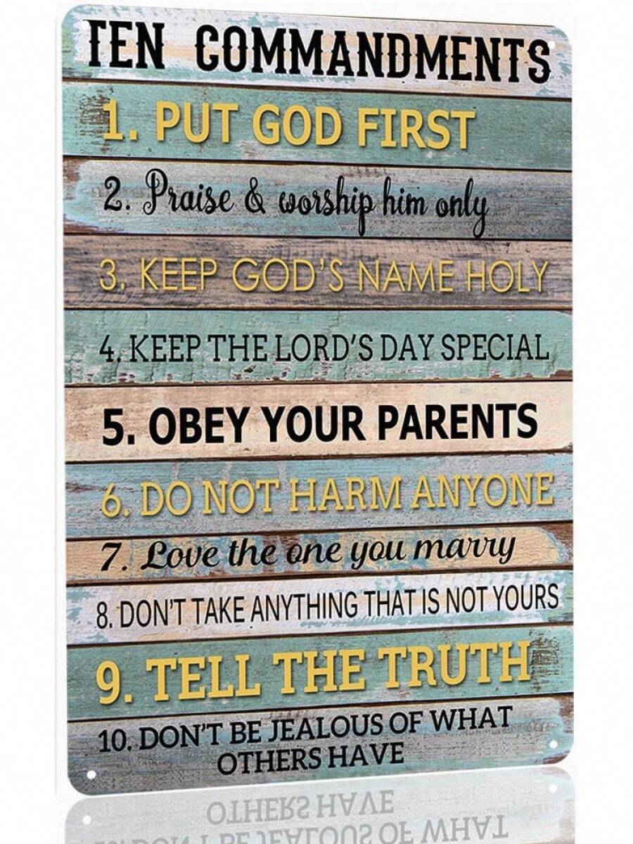 The Ten Commandments Metal Tin Sign 10 Commandments Wall Art Decor Ten ...