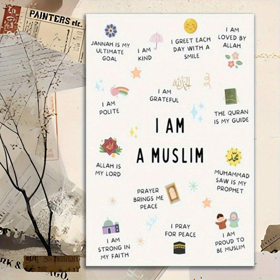 1pc Unframed Inspirational Islamic Affirmations Canvas Poster - "I Am A ...