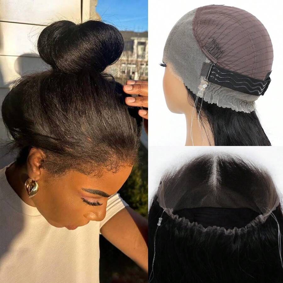 bling hair 360 Kinky Straight Lace Front Wigs Human Hair Hidden Strap ...