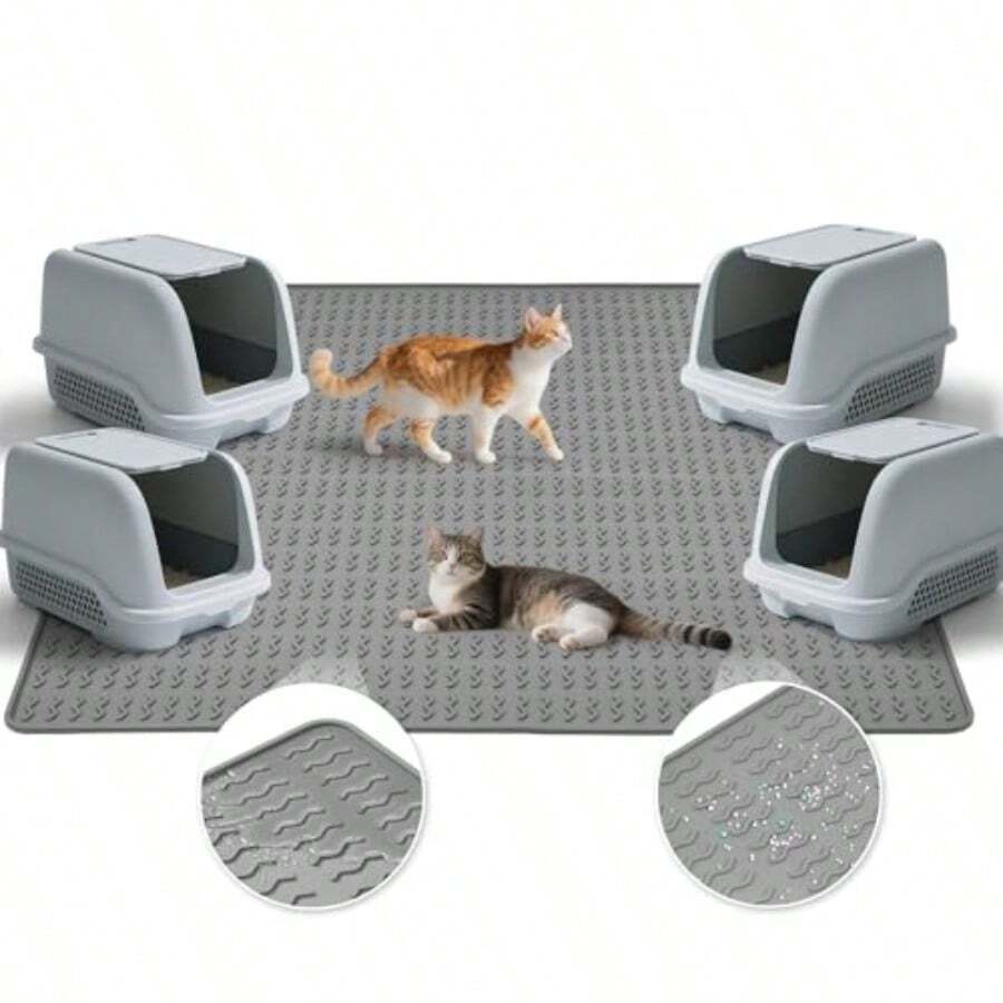 Cat Litter Mat47x35in Extra Large Litter Mats Silicone Waterproof Floor ...