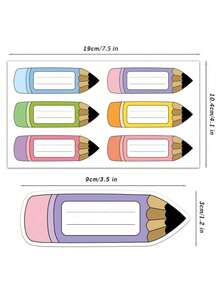1/10/20/40/60-Piece Coloured Pencil Name Labels - 3cm X 9cm Vibrant ...