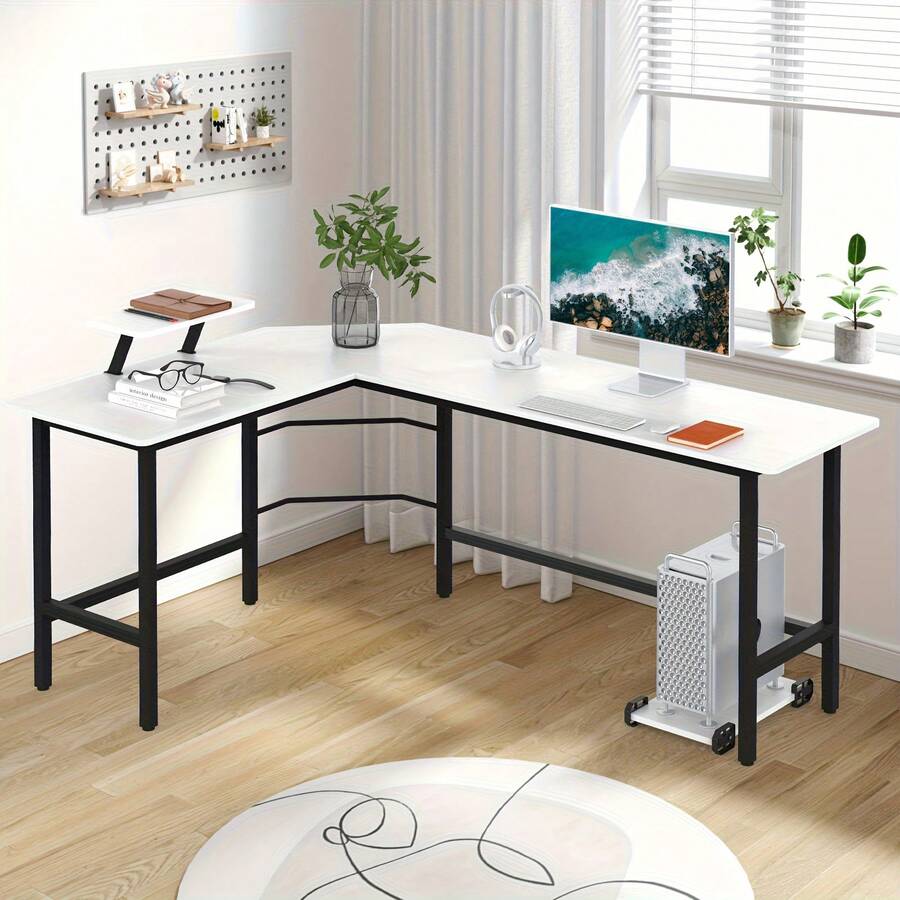 Advwin Advwin L-Shaped Computer Desk Corner Office Desk With Removable ...