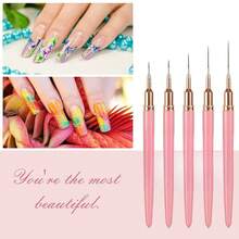 Metallic Nail Art Pens, Liner Brushes Set, 5PCS Black Color Nail Tools ...