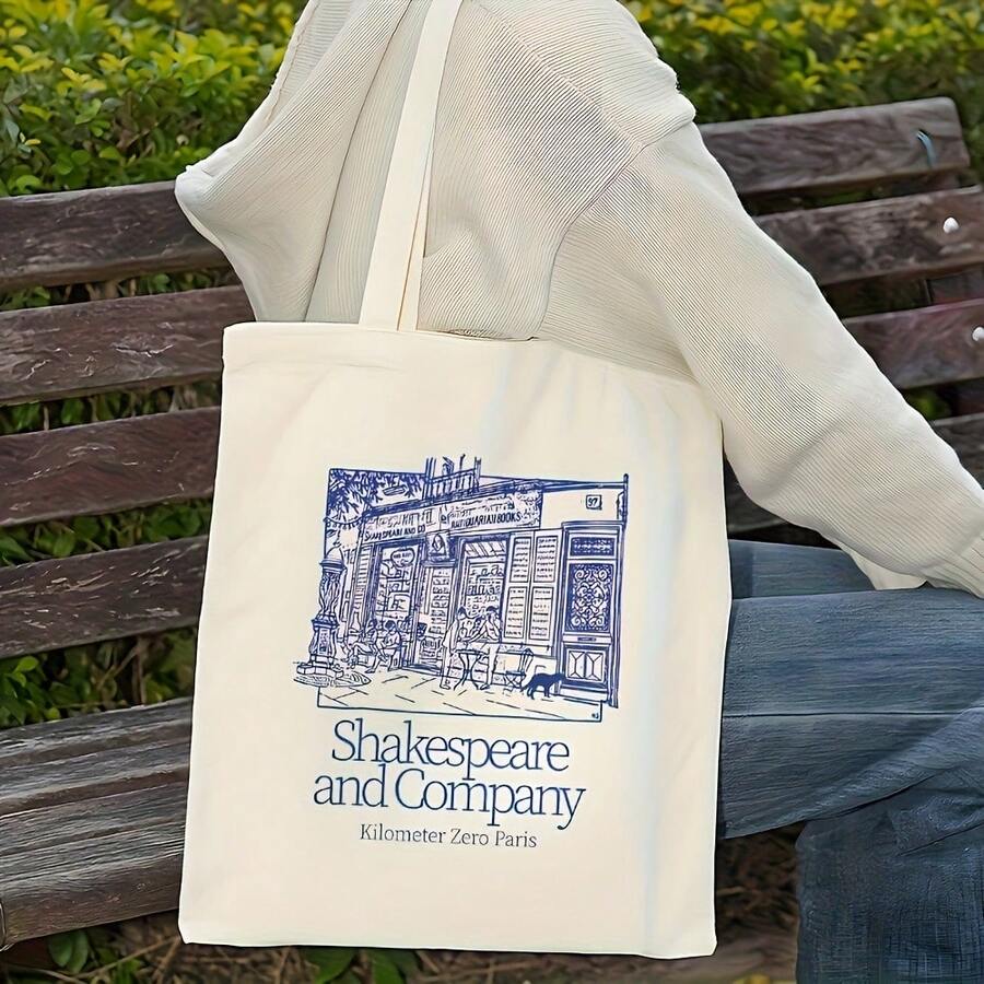 Paris & Company Canvas Tote Bag - Unique Design Large Capacity Shoulder ...