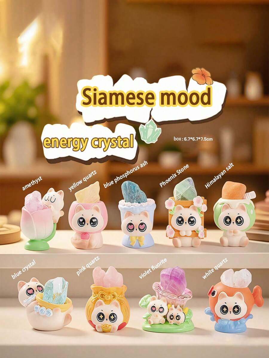 1pc Random Blind Box Siamese Emotional Energy Crystal Ornament ...