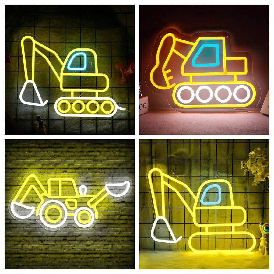 Excavator Neon Wall Decoration LED Excavator Toy Car Neon Boys Neon ...
